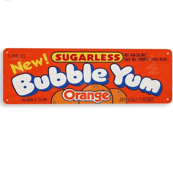 Accents | Orange Bubble Yum Gum Chewing Gum Retro Food Candy Metal ...